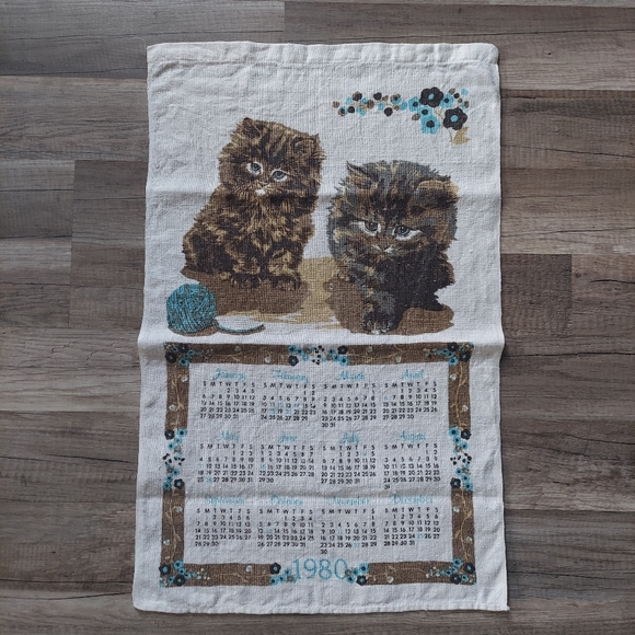 Vintage | Wall Decor | Vintage Cloth Calendar 98 W Kittens | Poshmark